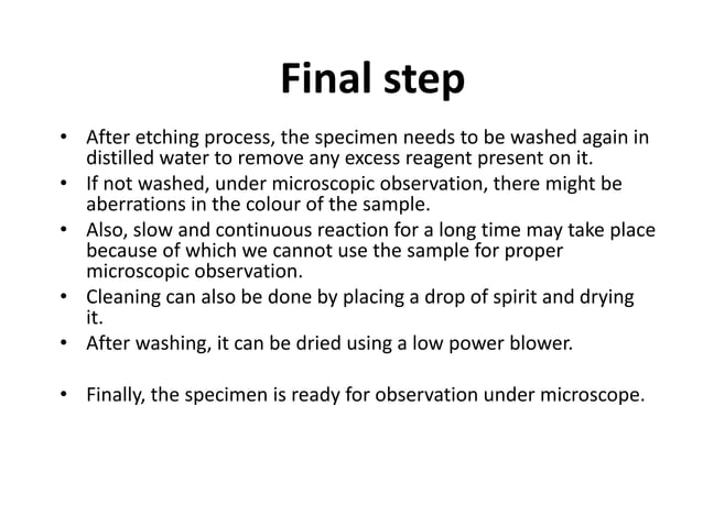 specimen preparation for microscopic observation | PPTX