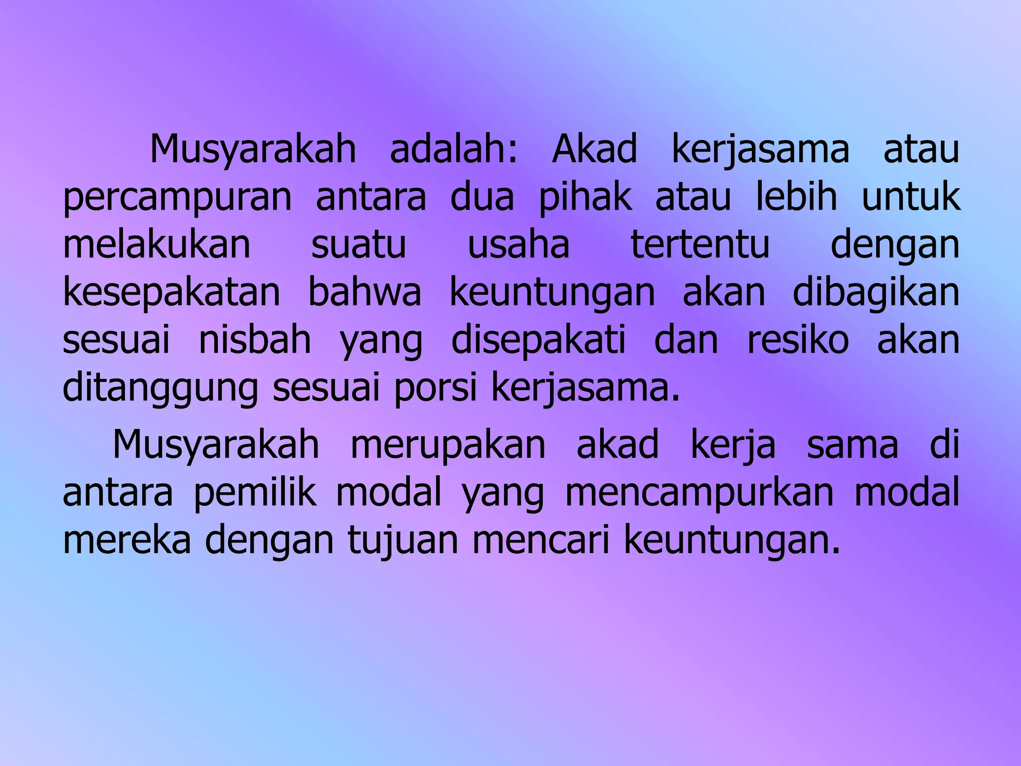 Skema Pembiayaan Mudharabah dan Musyarakah | PPTX