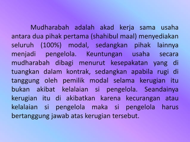 Skema Pembiayaan Mudharabah dan Musyarakah | PPTX