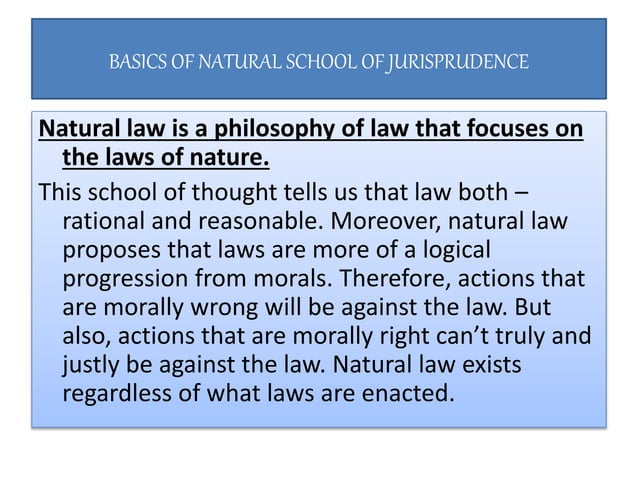 Basics of Natural school of Jurisprudence | PPTX | Christianity | Religion & Spirituality