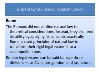 Basics of Natural school of Jurisprudence | PPTX