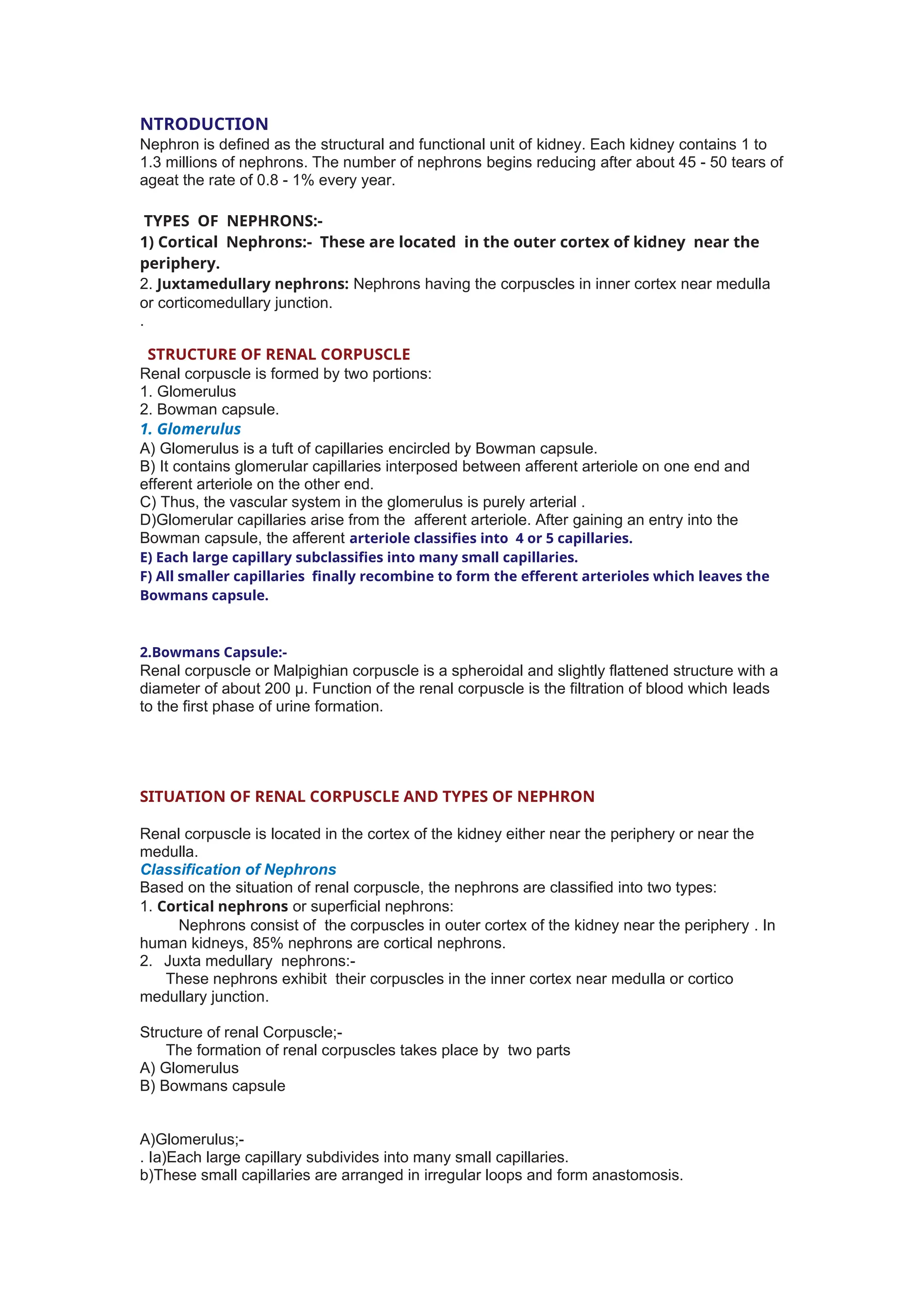 PPT Nephron, Cortical nephrons, cortical nephrons, Iuxta medullary ...