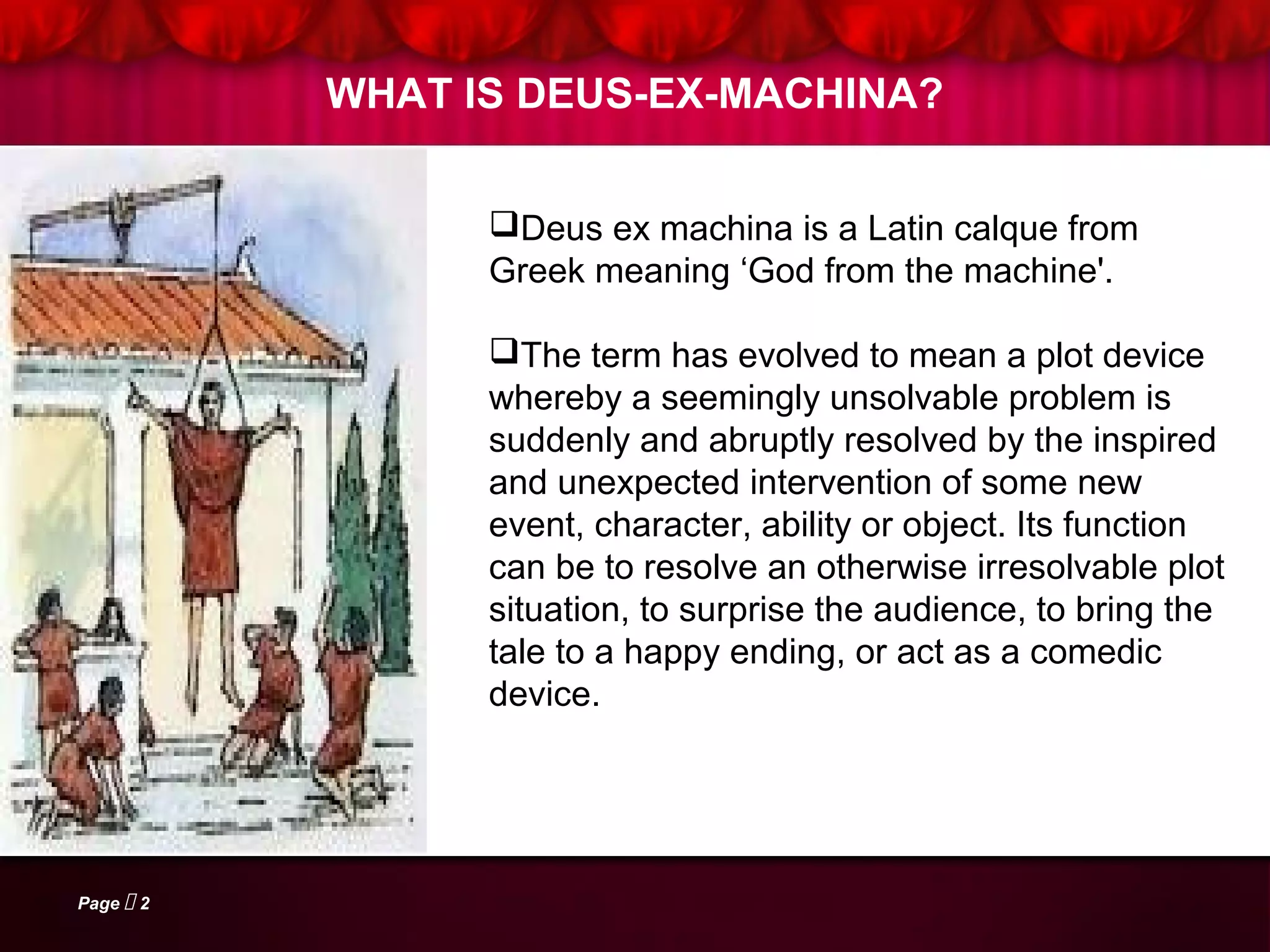 Literary Term:deus ex machina | PPT