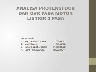 pengujian OCR (over current relay) dan OVR (Over Voltage Relay) | PPTX