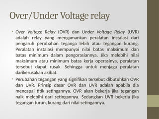 pengujian OCR (over current relay) dan OVR (Over Voltage Relay) | PPTX