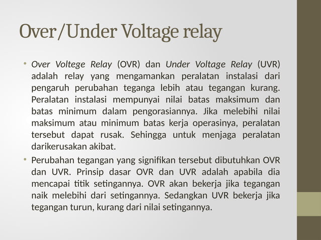 pengujian OCR (over current relay) dan OVR (Over Voltage Relay) | PPTX