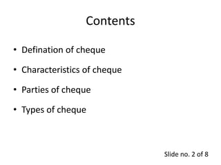 Ppt of cheque2.9.14 sudarshan nayak | PPT