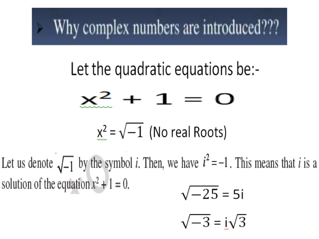 Ppt of complex numbers and Quadratic equations. | PPTX | Physics | Science