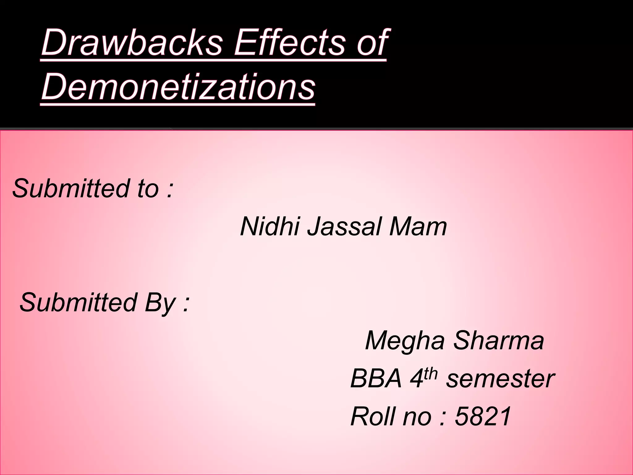 Drawback effects of Demonetization | PPT