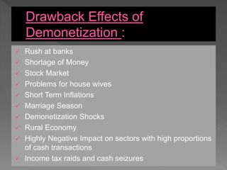 Drawback effects of Demonetization | PPT