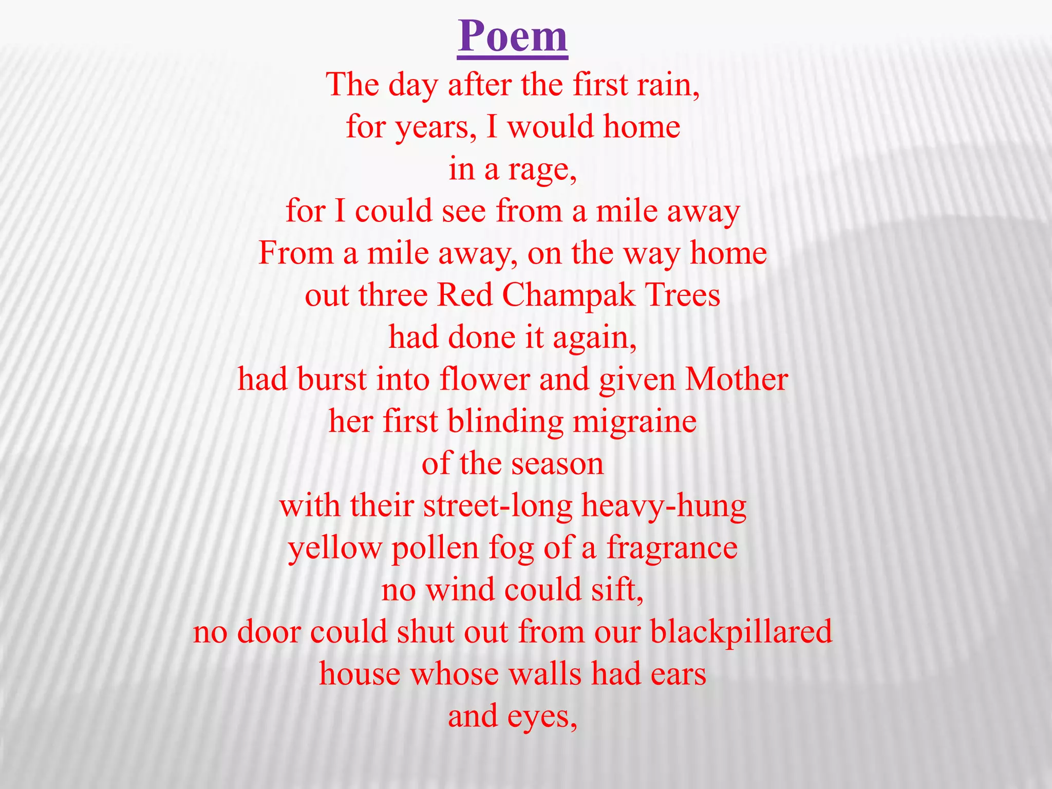 Ecology (poem) by A. K. Rmanujan | PPTX