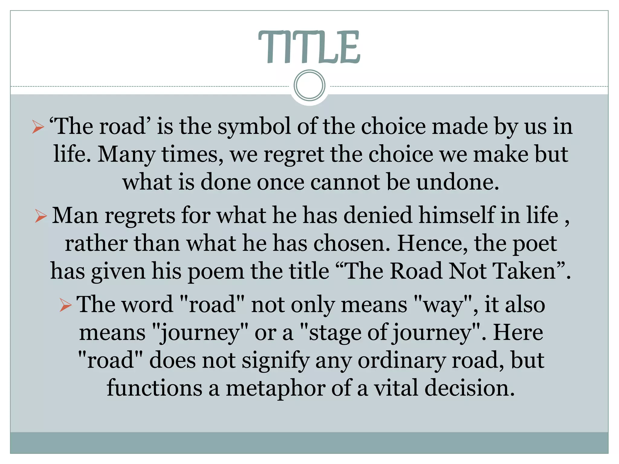 PPT on the road not taken | PPTX