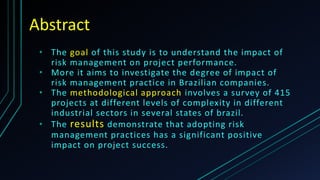 Project Risk Management Impact on Project Success | PPTX