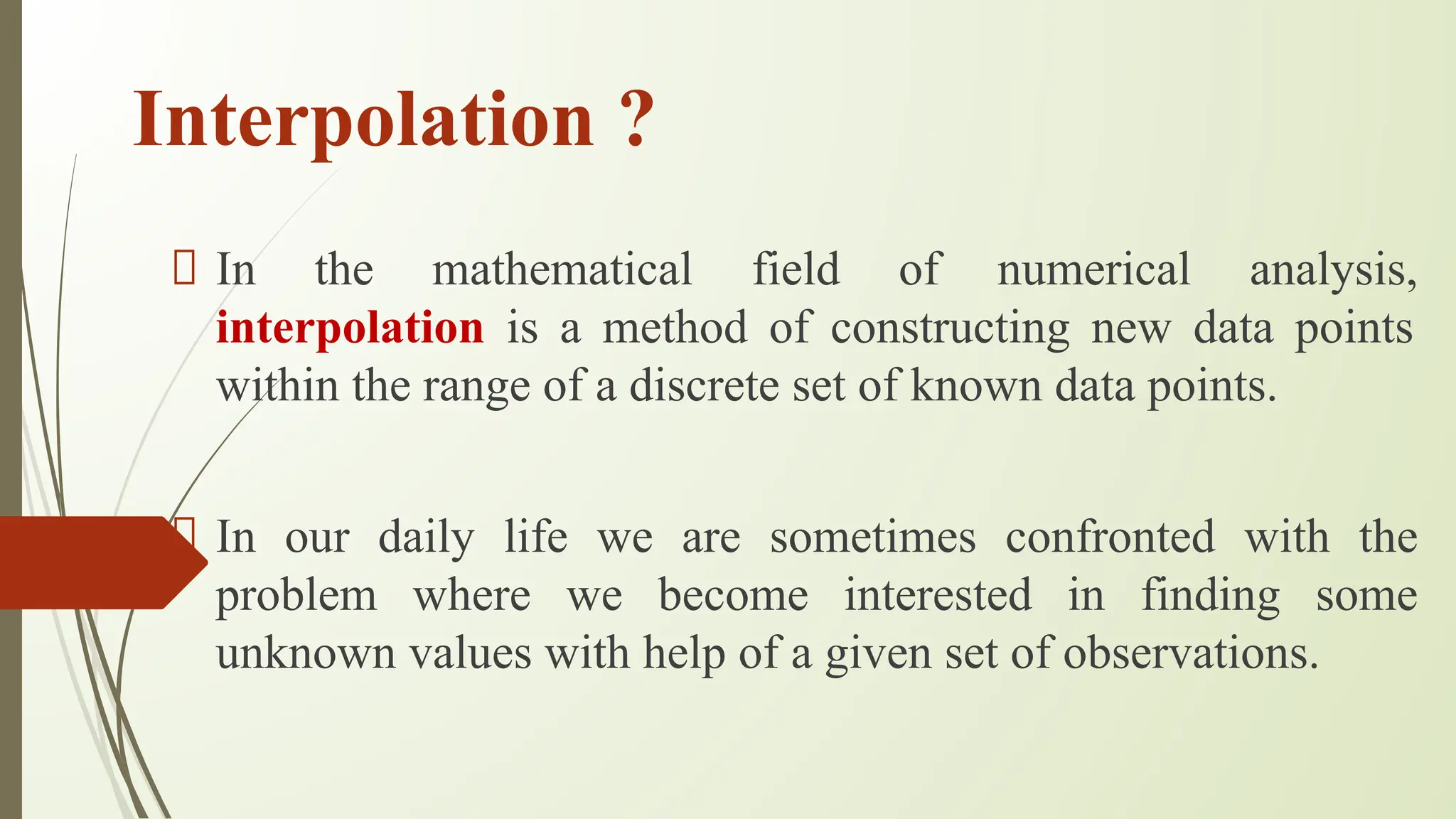 PPT of Interpolation for Newtons forward.pdf
