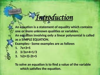 PPt of linear equation.pptx for class 8 . | PPTX