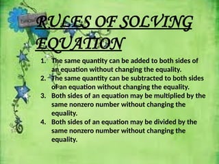 PPt of linear equation.pptx for class 8 . | PPT