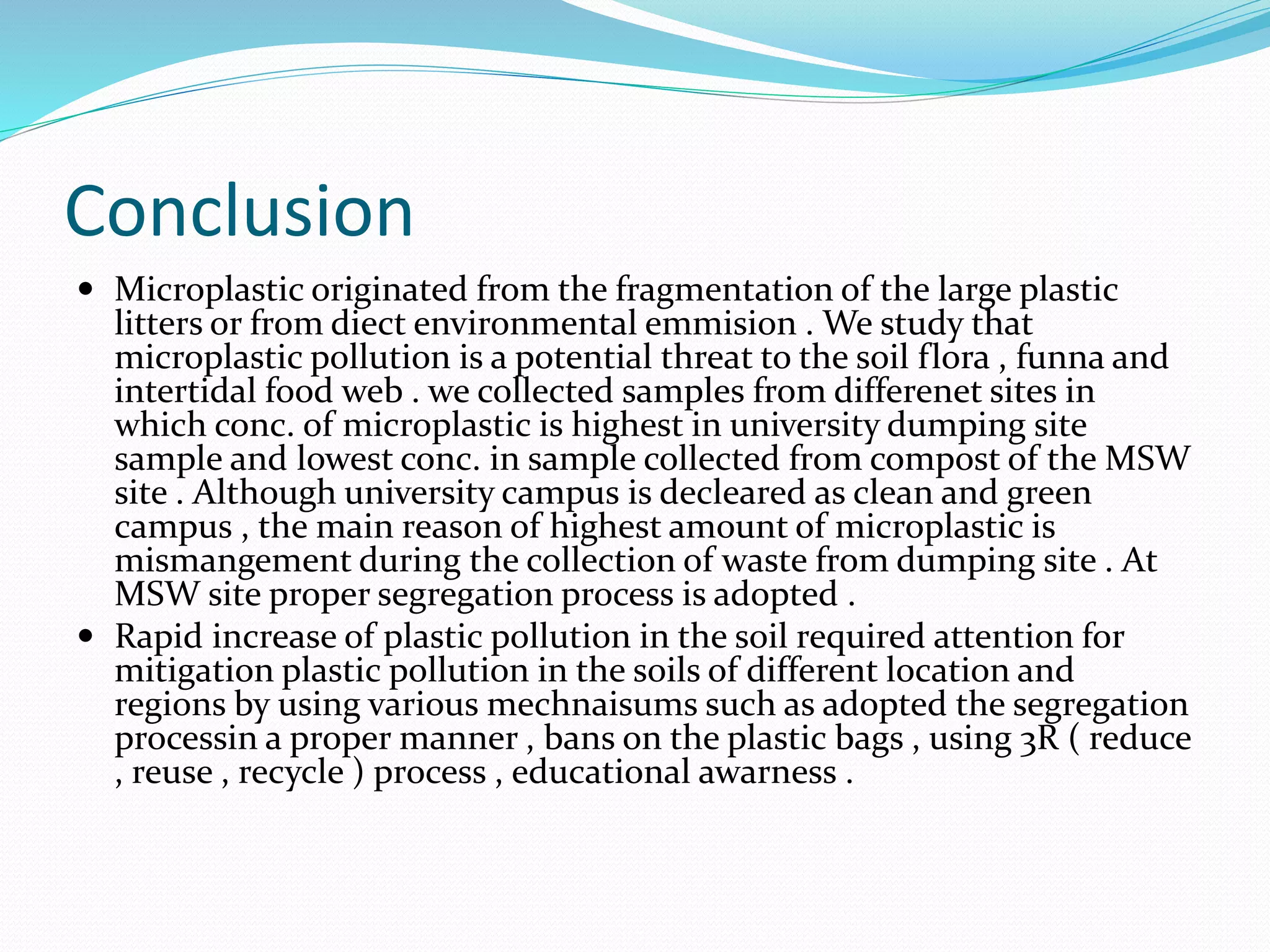 Ppt of microplastic in soil of maharishi dayanand university and | PPTX