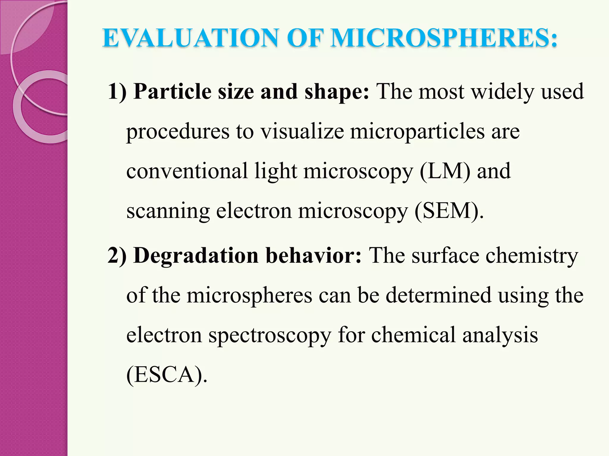 microspheres types , preparation and evaluation | PPTX