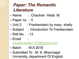 Romantic Literature | PPTX
