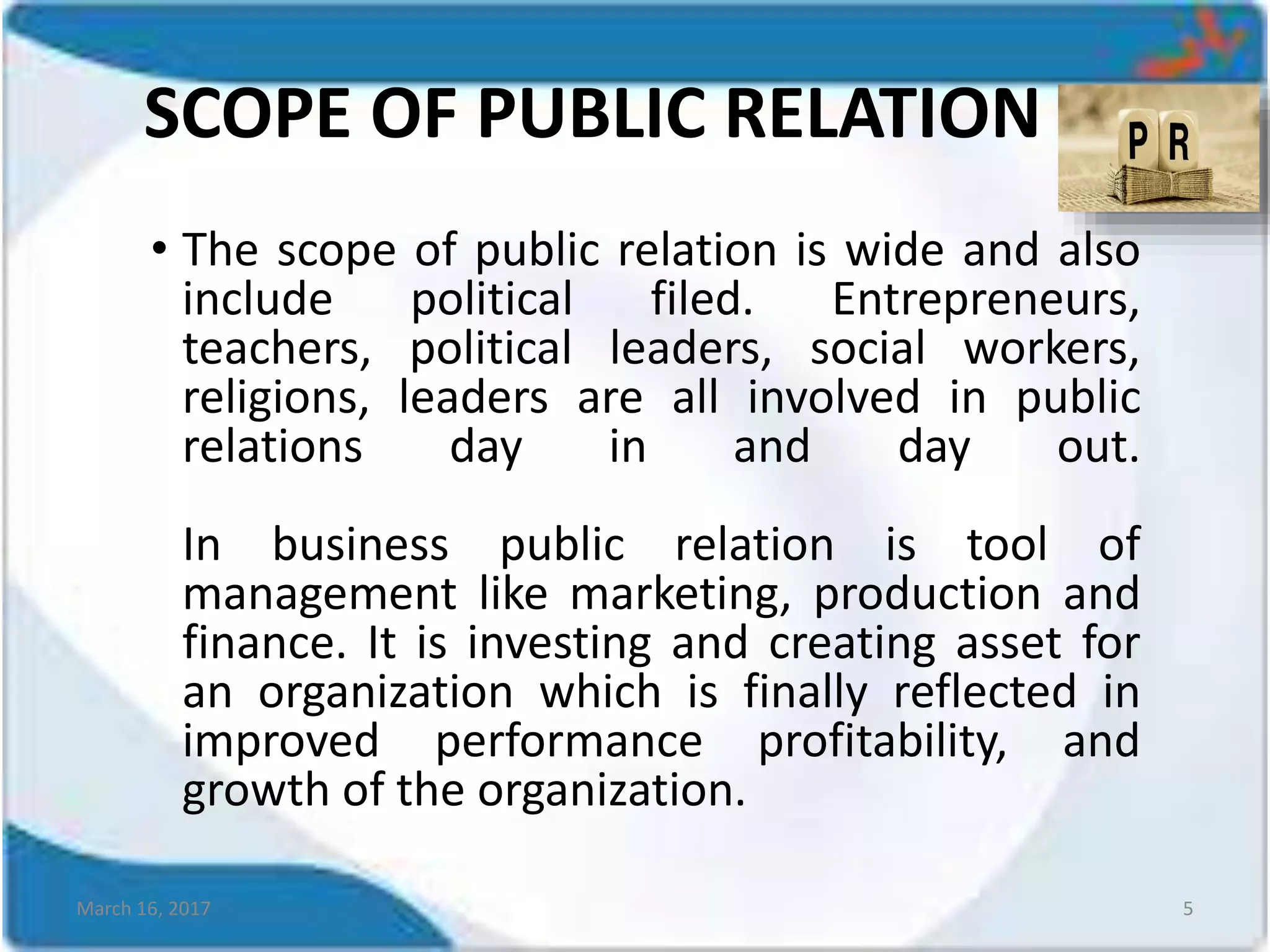 scop and function public relation | PPTX