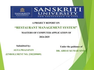 ppt of rms(restaurant management system) | PDF