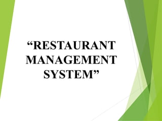 ppt of rms(restaurant management system) | PDF