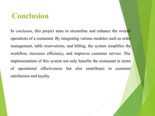 ppt of rms(restaurant management system) | PDF