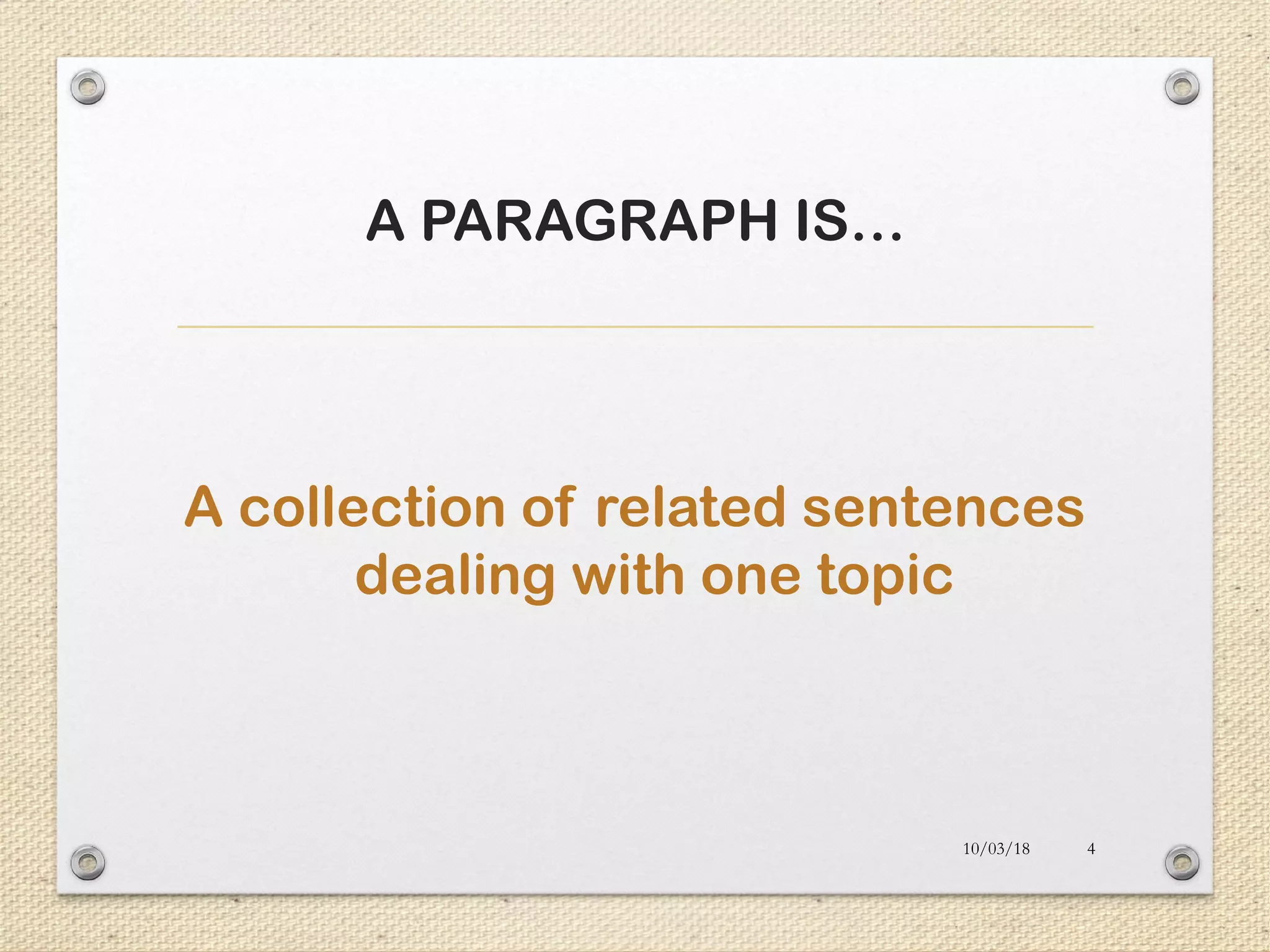 What is Paragraph ,its elements and how to write a paragraph | PPT