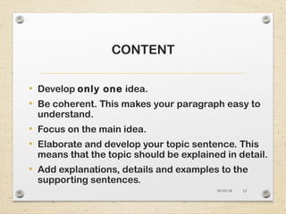 What is Paragraph ,its elements and how to write a paragraph | PPT