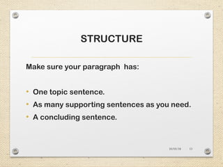 What is Paragraph ,its elements and how to write a paragraph | PPT