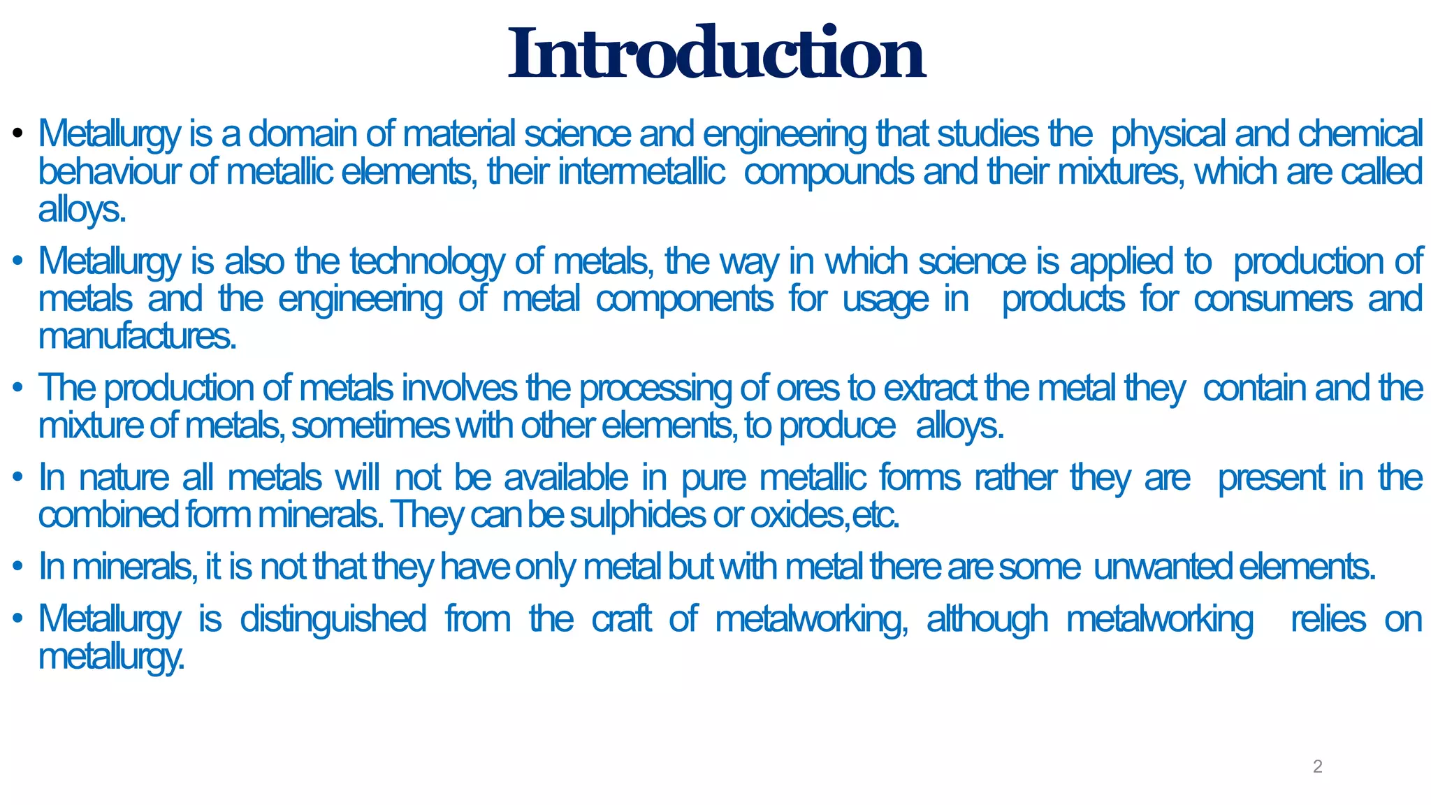 overview of metallurgy | PPT