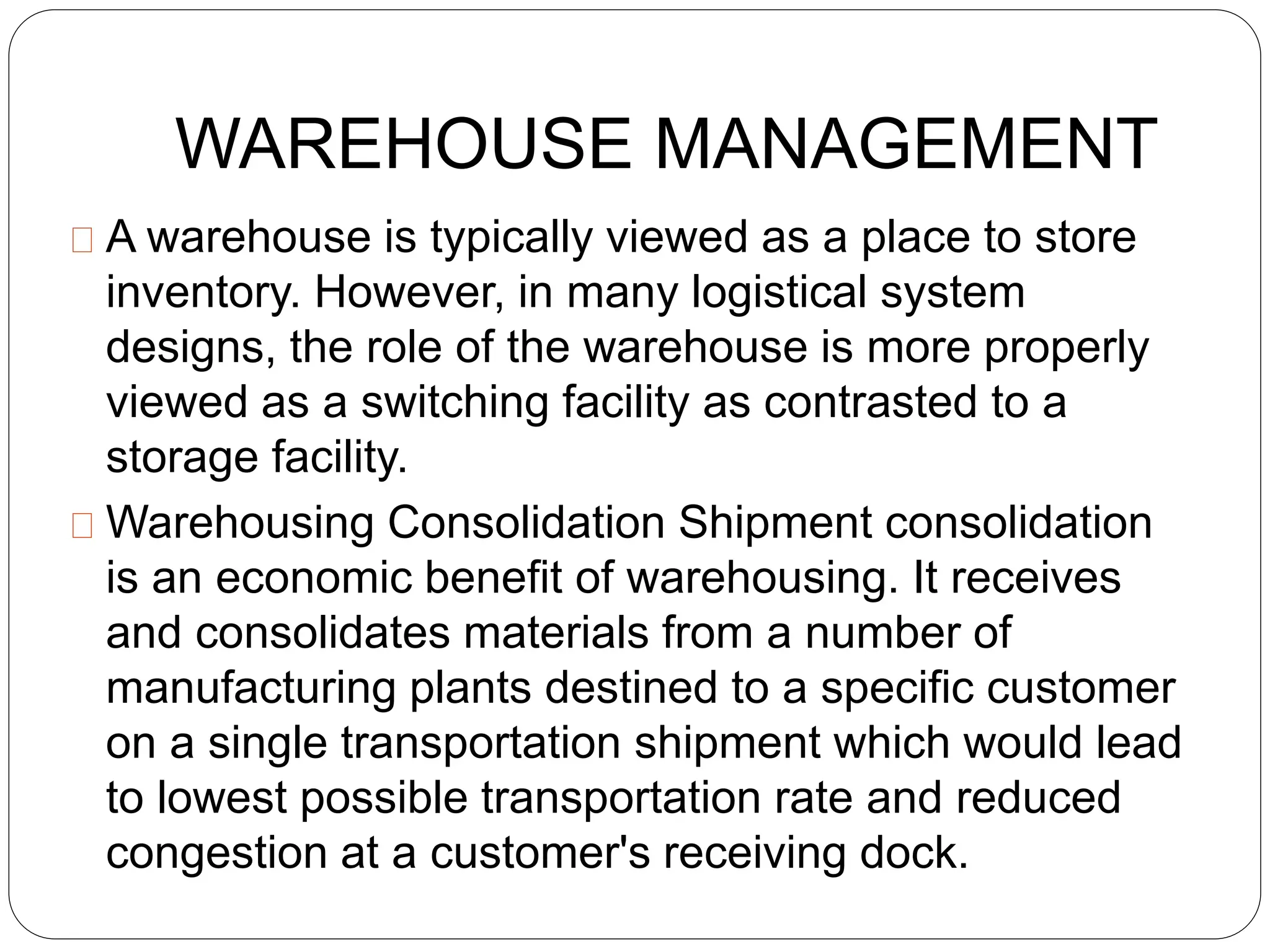 Warehouse management systems | PPTX