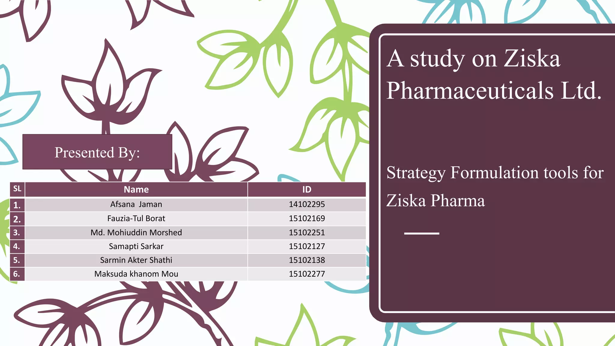 PPT of ziska pharma | PPT