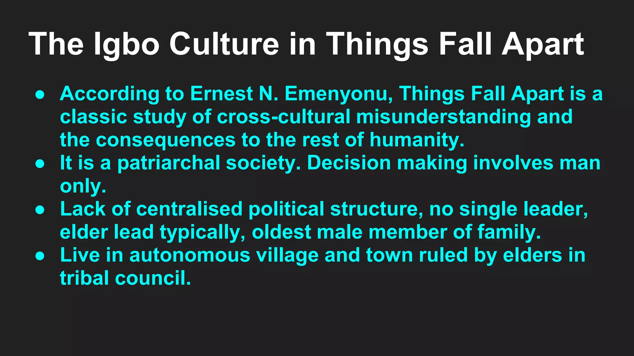 Ppt on Igbo Culture in Things Fall Apart | PPTX