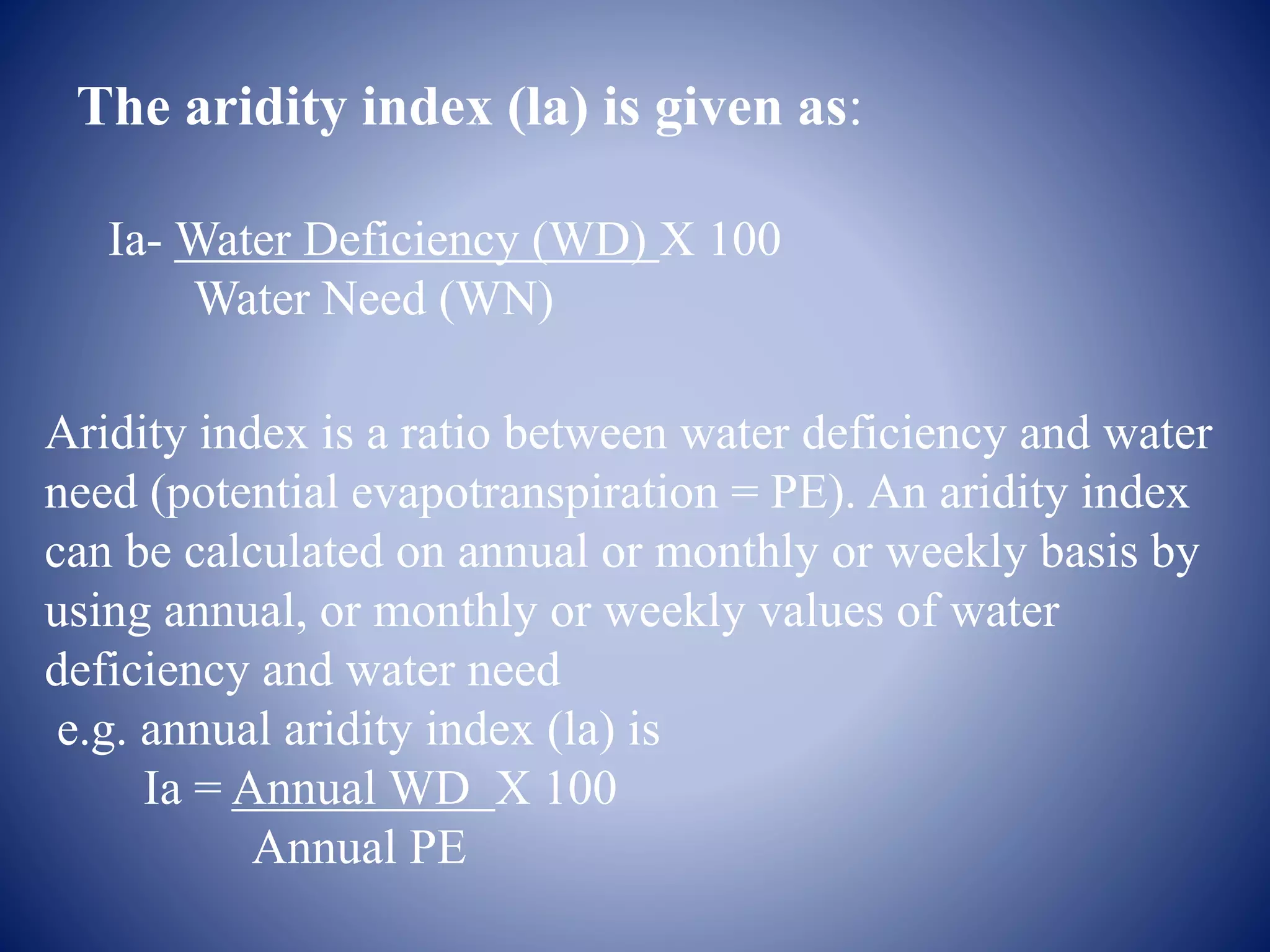 estimation of moisture index and aridity index | PPT