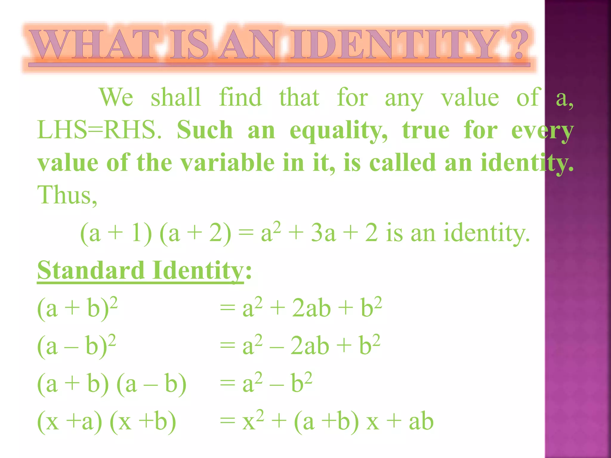 PPT on algebraic expressions and identities | PPTX