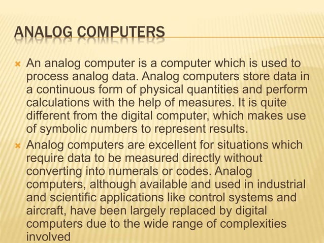 Ppt On Analog Digit And Hybrid Computers Pptx Computing Technology And Computing