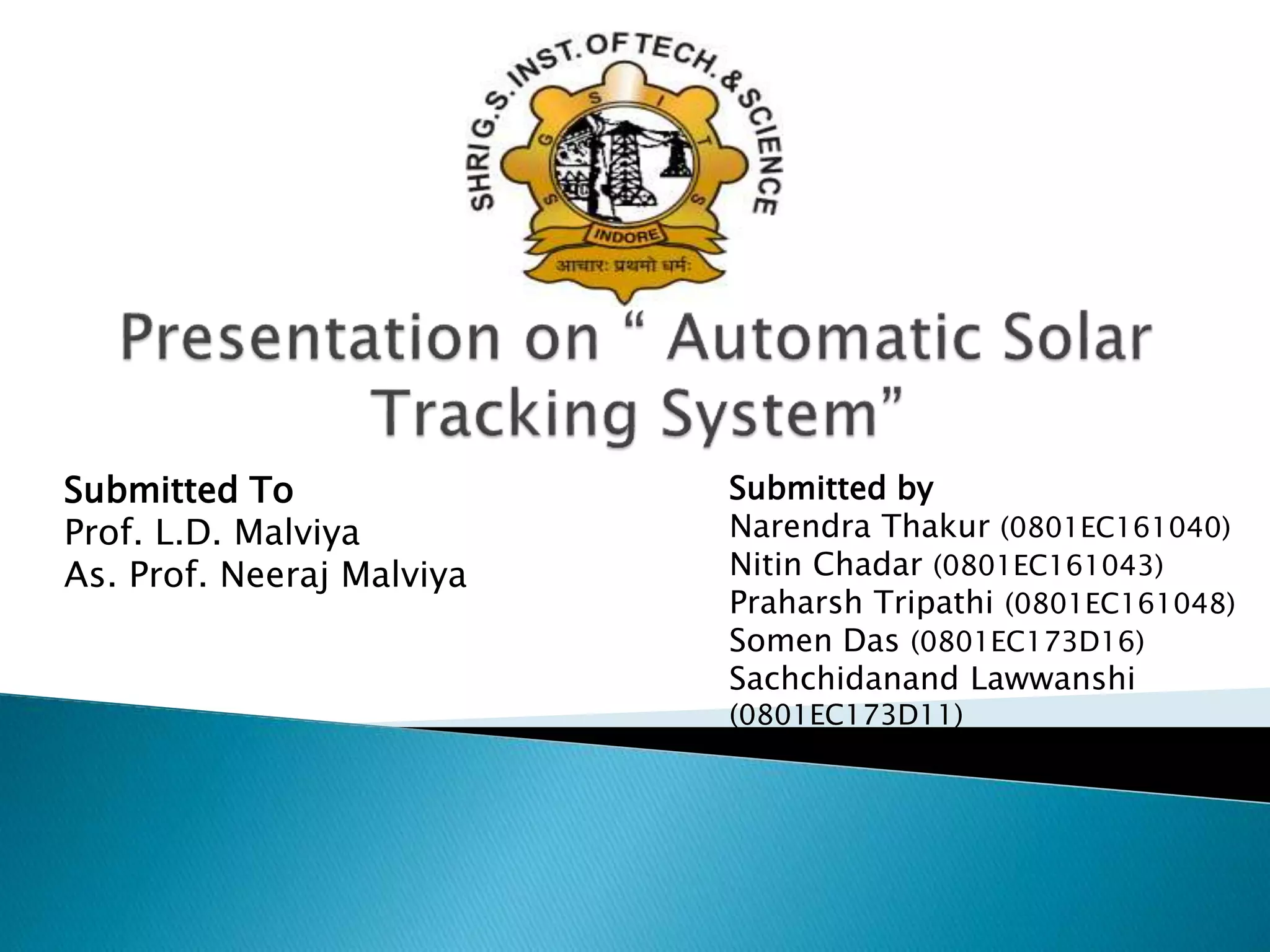 Ppt on automatic solar tracking system | PPTX