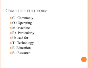 PPT ON BASIC OF COMPUTER SANTHOSH g | PPT