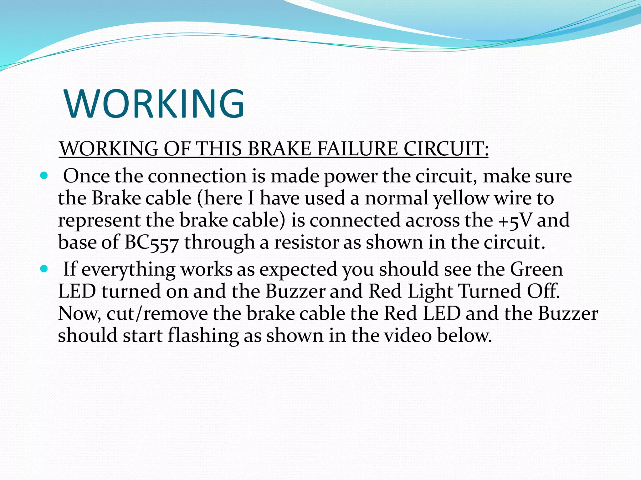 Ppt on brake failure indicator. | PPTX