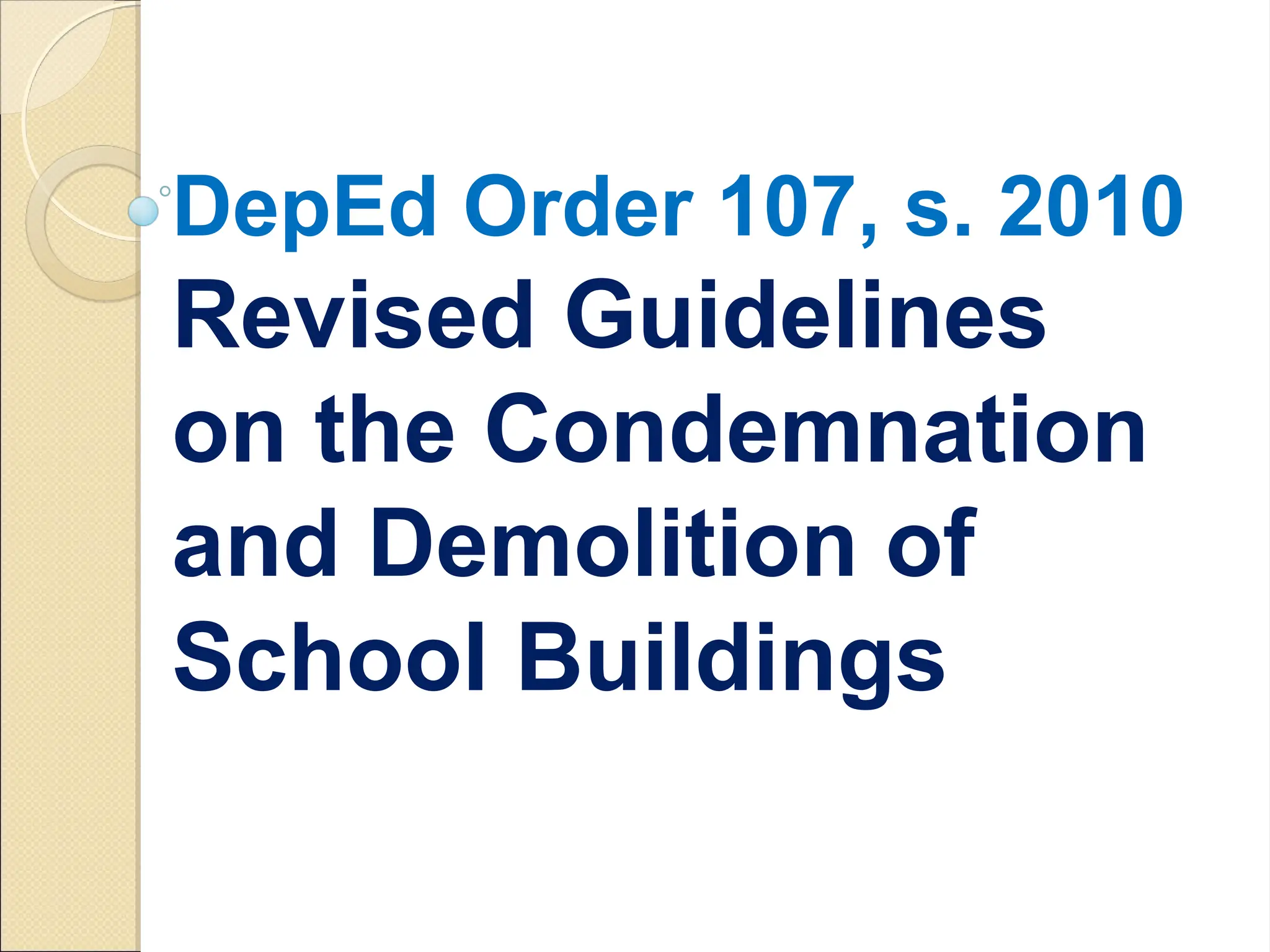 DepEd Order 107, s. 2010 REVISED GUIDELINES ON THE BUILDING ...