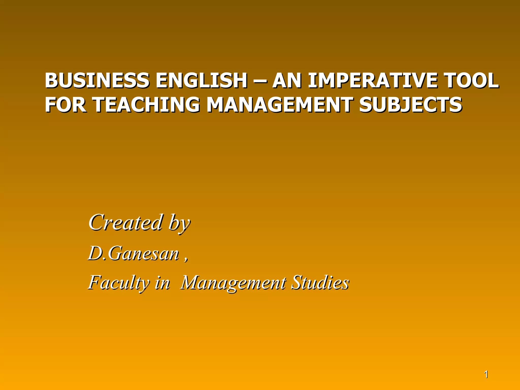 Importance of business English | PPT