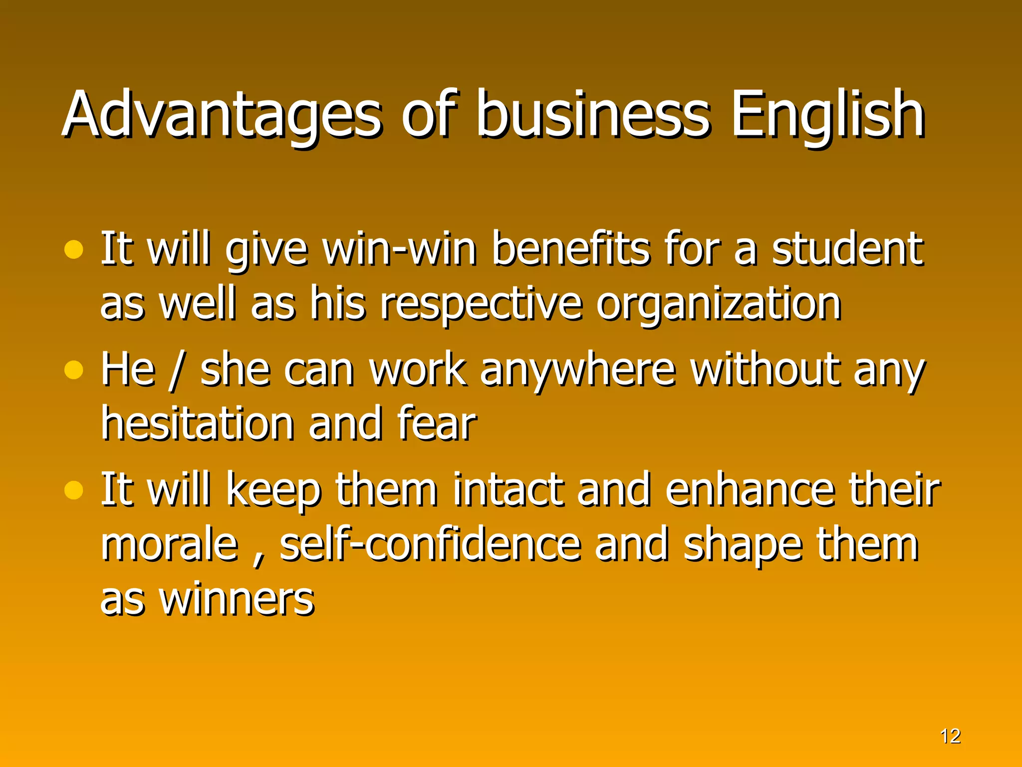 Importance of business English | PPT
