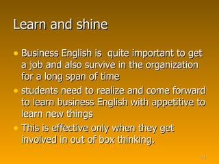 Importance of business English | PPT