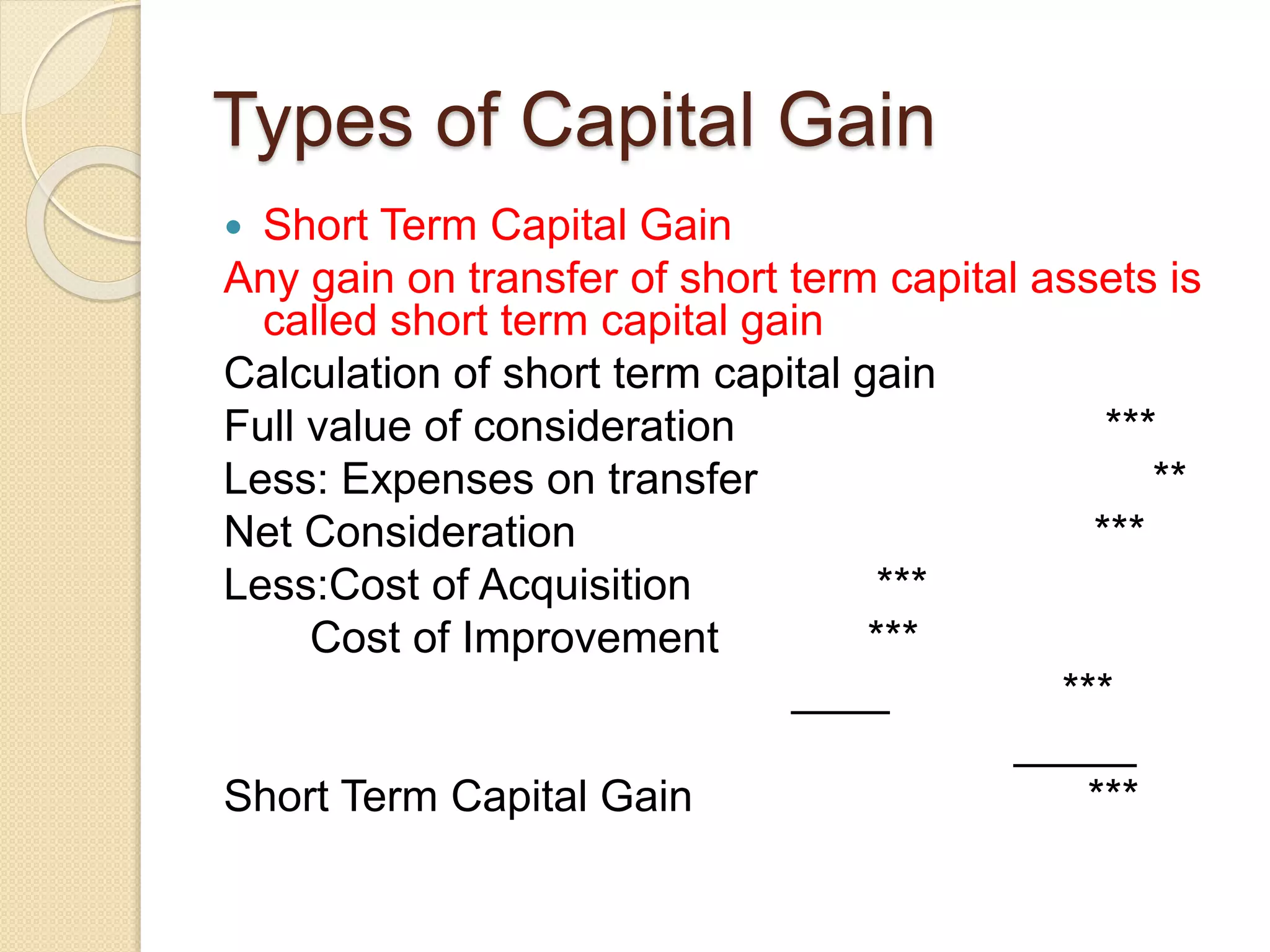PPT on Capital Gains | PPTX