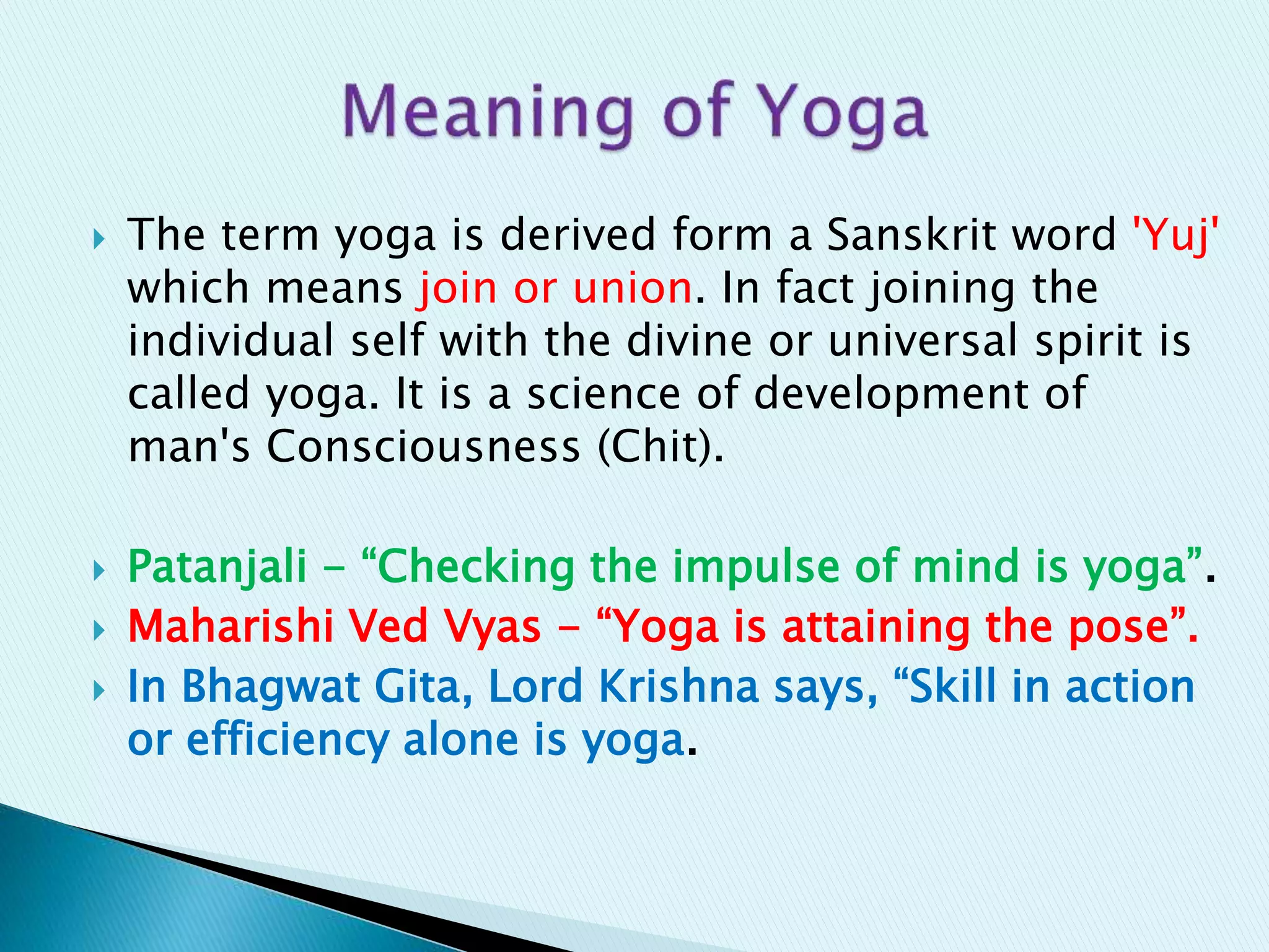 Physical Education Class -XI PPT on chapter 5 Yoga | PPTX