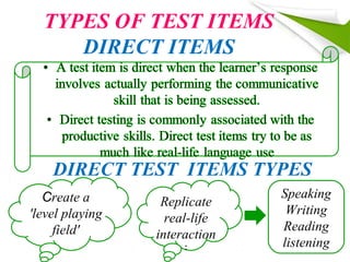 Ppt on cognitive items, items types and computer based test items | PPT