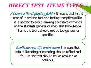Ppt on cognitive items, items types and computer based test items | PPT