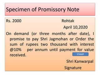bill of exchange,promissory note and cheque by Ms. Meenakshi for B.COM ...