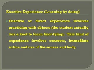 Presentation on Edgar Dale's Cone of Experience (audio visual aids) | PDF